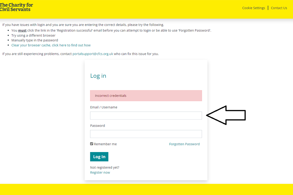 Having problems with the portal? | Charity for Civil Servants